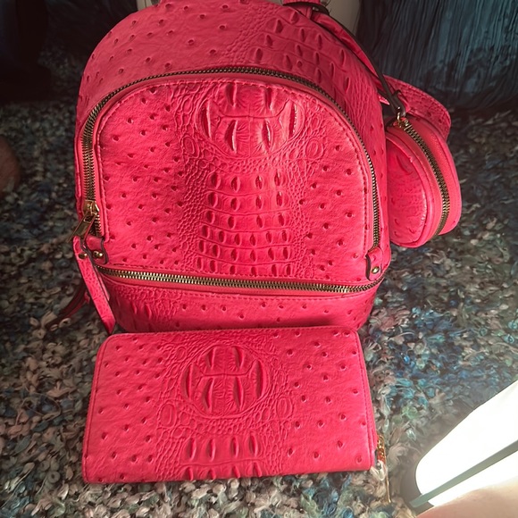 Bags | New Pink Backpack W Matching Wallet And Coin Purse | Poshmark